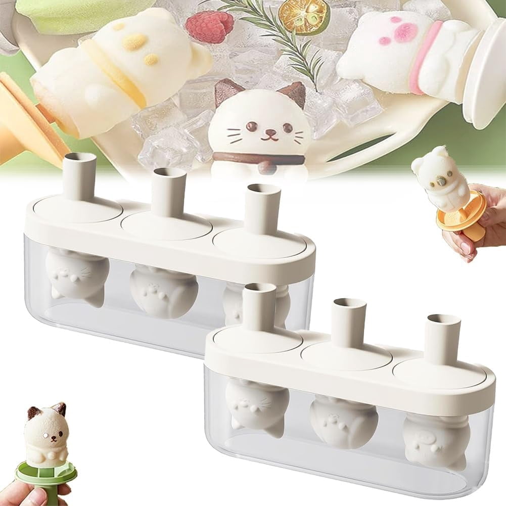 Silicone Homemade Ice Cream Molds, 3- Cavity Homemade Popsicle Maker ...
