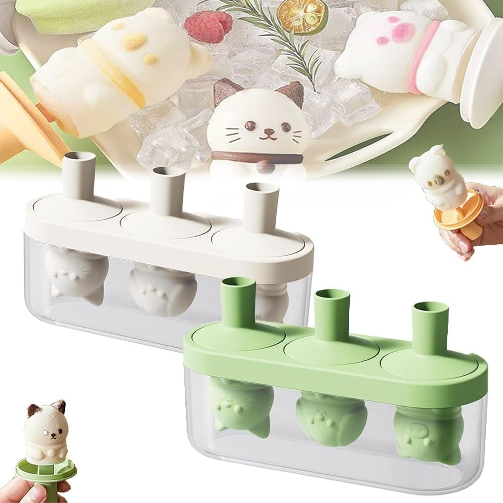 Silicone Homemade Ice Cream Molds, 3- Cavity Homemade Popsicle Maker ...