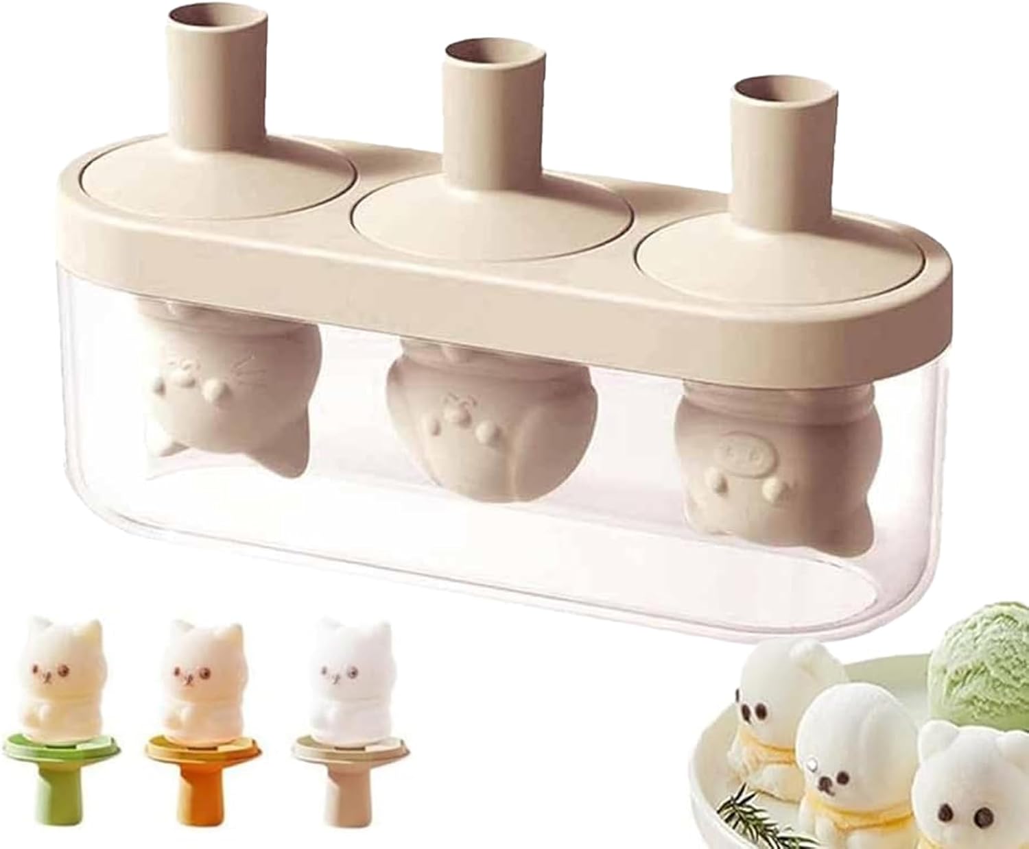 Silicone Homemade Ice Cream Molds, 3D Cartoon Animal Ice Mold, Pop Cast ...