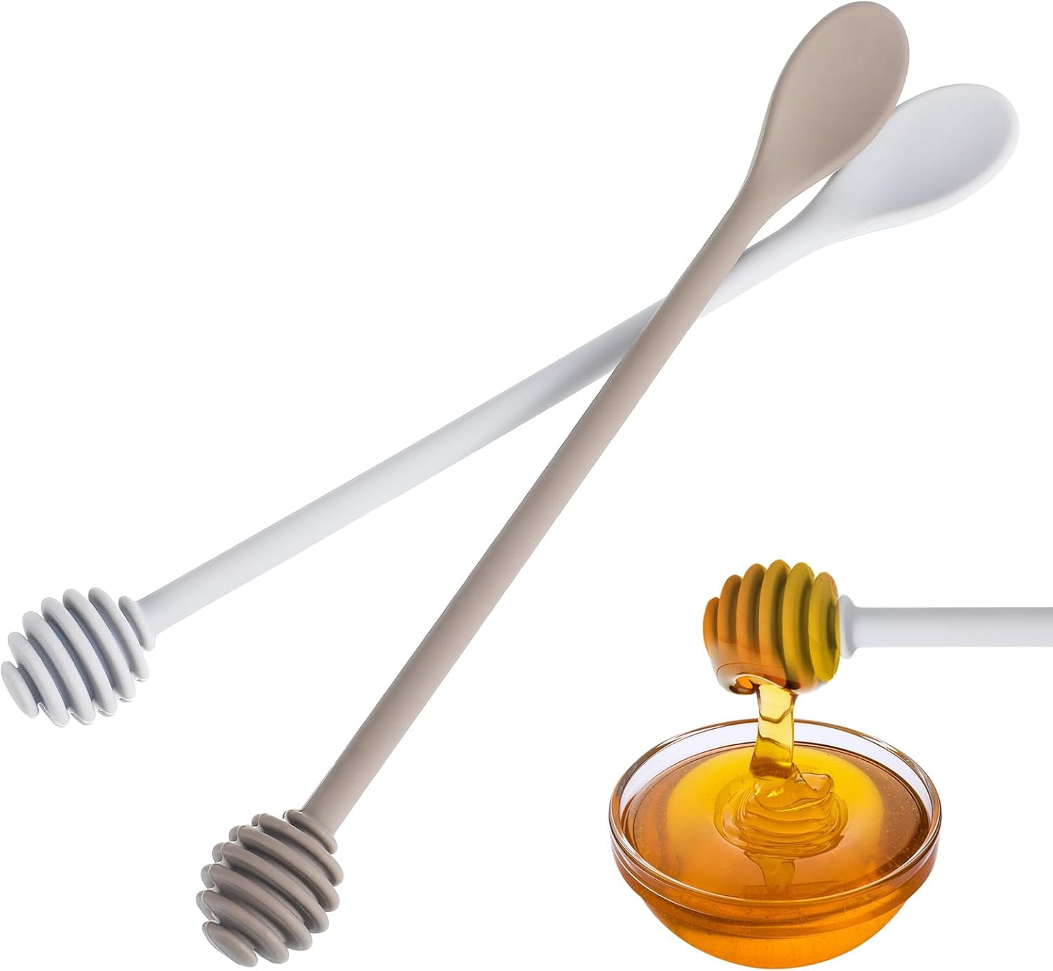 Silicone Honey Stirring Spoon with Long Nylon Handle Heat-Resistant Non ...