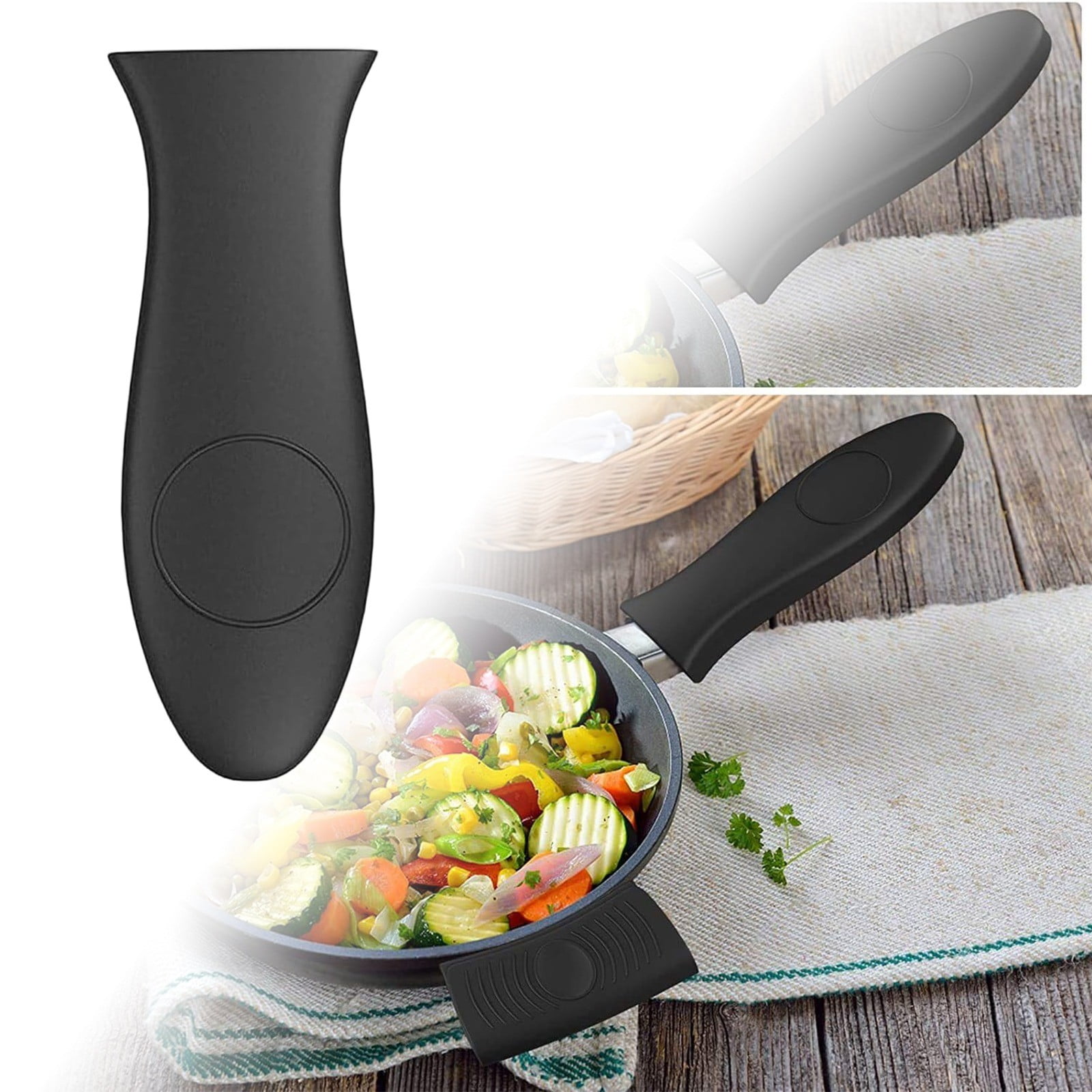 Silicone Hot Frying Pan Handle Cover Rack Sliding For Easy And Cleaning ...