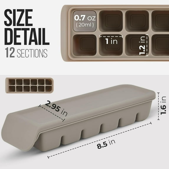 Silicone Ice Cube Freezer Tray with Lid, Food-Grade Platinum Silicone ...