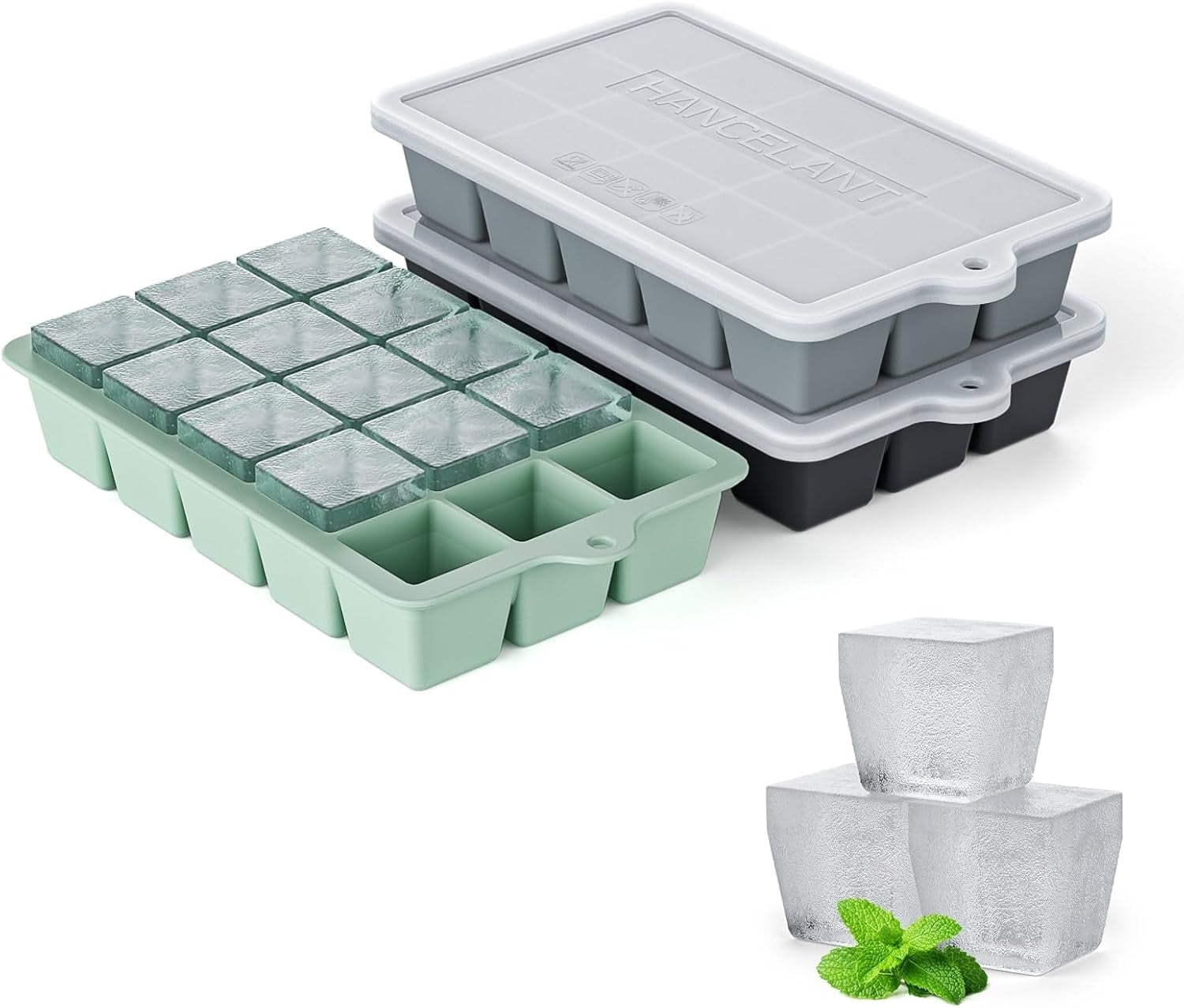 Silicone Ice Cube Tray 3 Pack - EASY RELEASE ice cube tray with lid ...