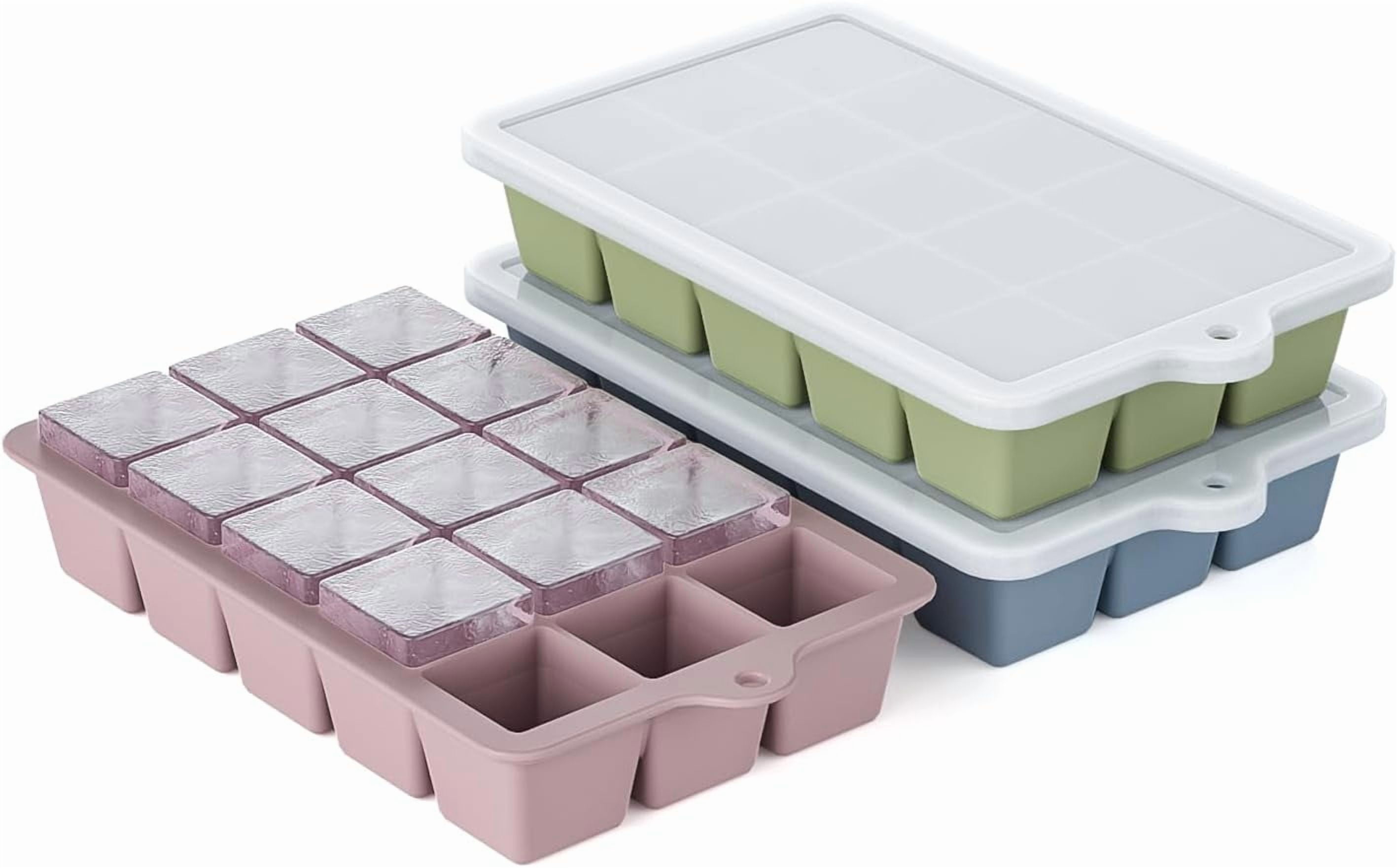 Silicone Ice Cube Tray 3 Pack, Easy Release ice cube tray with lid, BPA ...