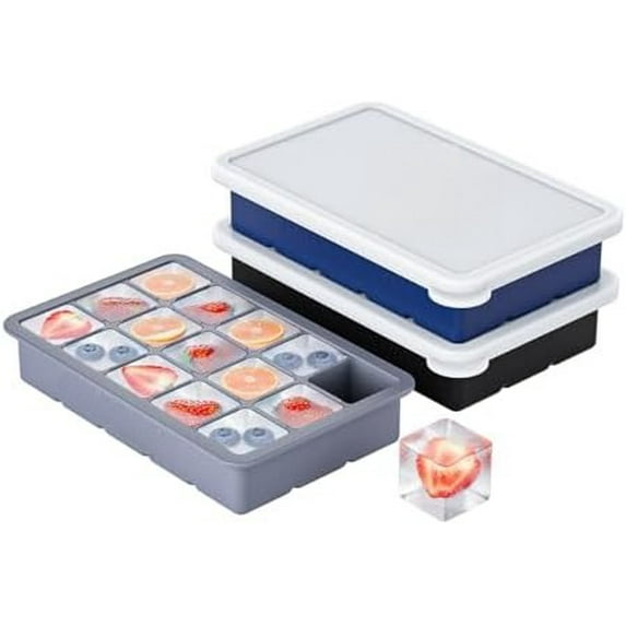 Silicone Ice Cube Tray 3 Pack, Ice Cube Mold, Ice Trays for Freezer ...