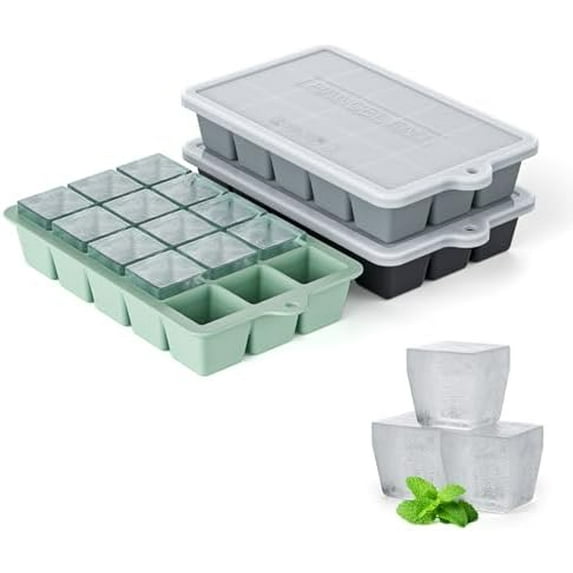 Silicone Ice Cube Tray 3 Pack, Ice Cube Mold, Ice Trays for Freezer ...
