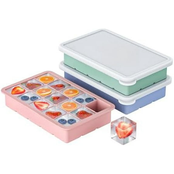 Silicone Ice Cube Tray 3 Pack, Ice Cube Mold, Ice Trays for Freezer ...