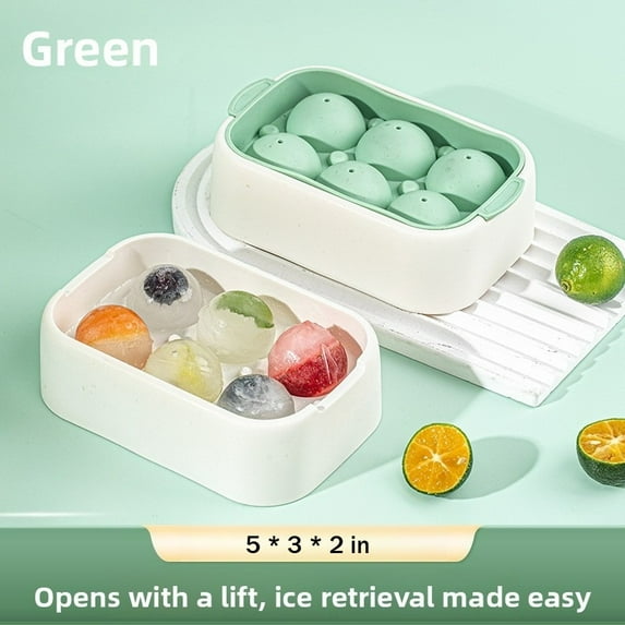 Silicone Ice Cube Tray - 6-Cavity Sphere Ice Ball Maker Mold with Lid ...
