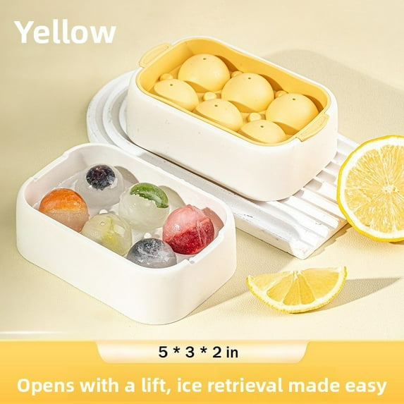 Silicone Ice Cube Tray - 6-Cavity Sphere Ice Ball Maker Mold with Lid ...