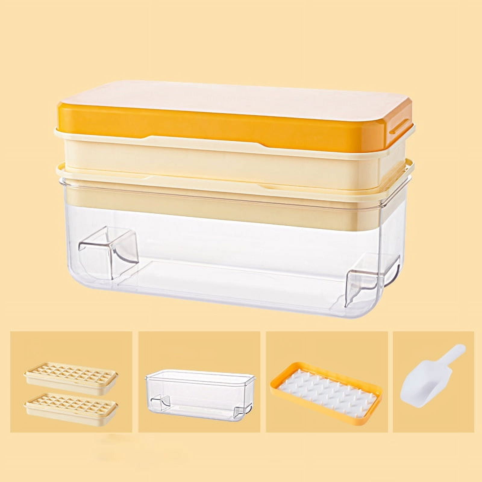 Silicone Ice Cube Tray Freezer with Lid and Bin, Ice Cube Mold, 32 ...