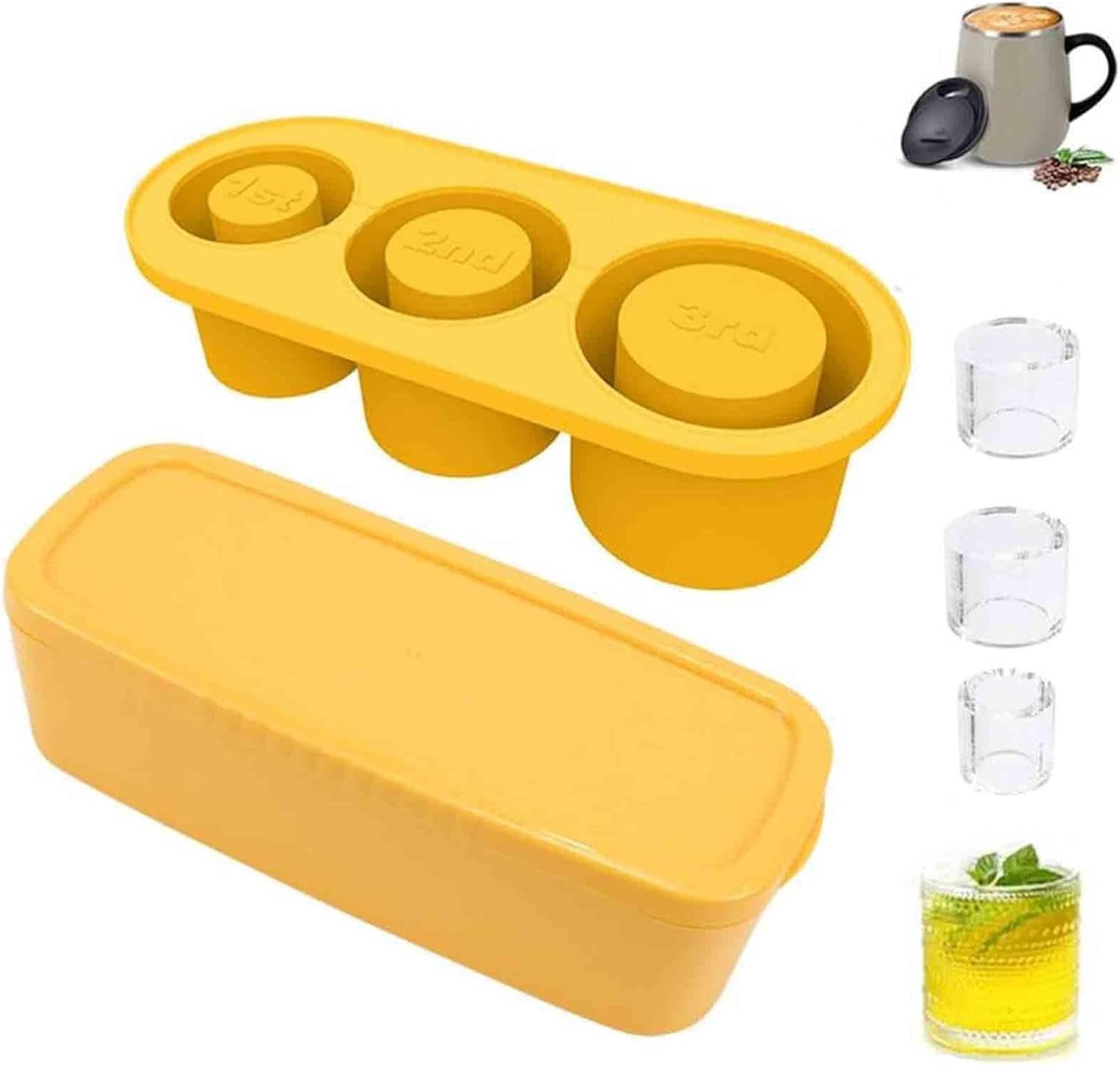 Silicone Ice Cube Tray with Lid for 20-40oz Tumblers,3 Hollow Cylinder ...