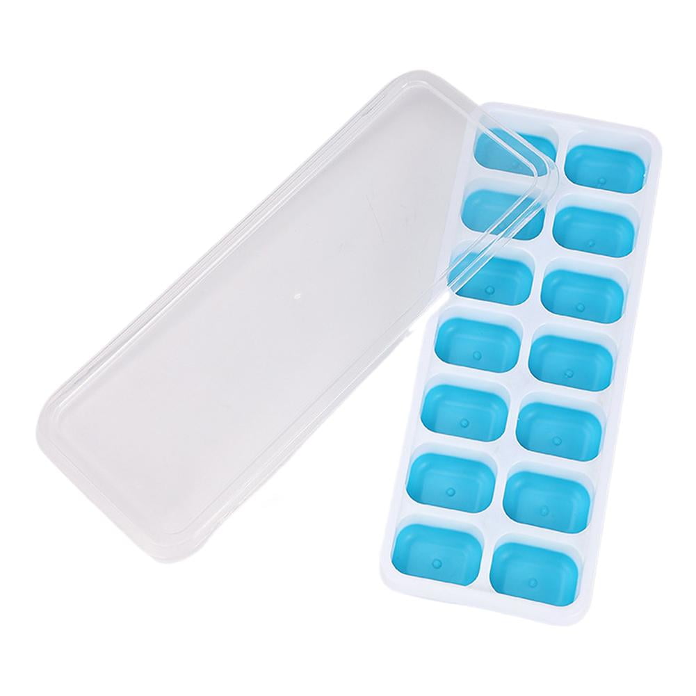 Silicone Ice Cube Tray Square Mold With Lid Easy Release Soft Bottom ...
