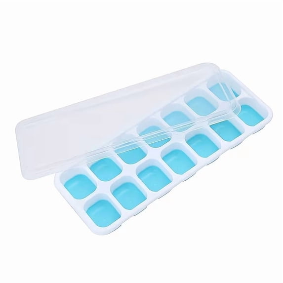 Silicone Ice Cube Tray with Anti-Spill Lid - Stackable and Non-Toxic ...