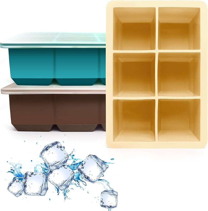Silicone Sinnsally s,3 Pack Large Ice Cubes Tray With Lid,Square Big ...