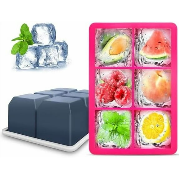 Silicone Ice Cube Trays with Lids,Large Square Ice Cube Molds for ...