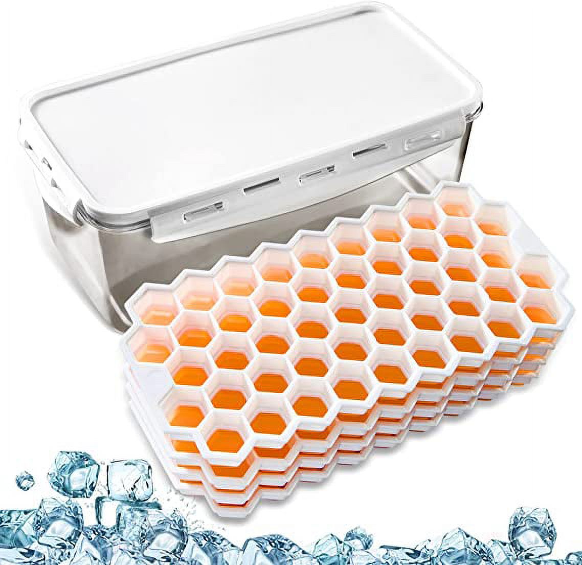 Silicone Ice Cube Trays and Ice Cube Storage Container Bin Set With ...