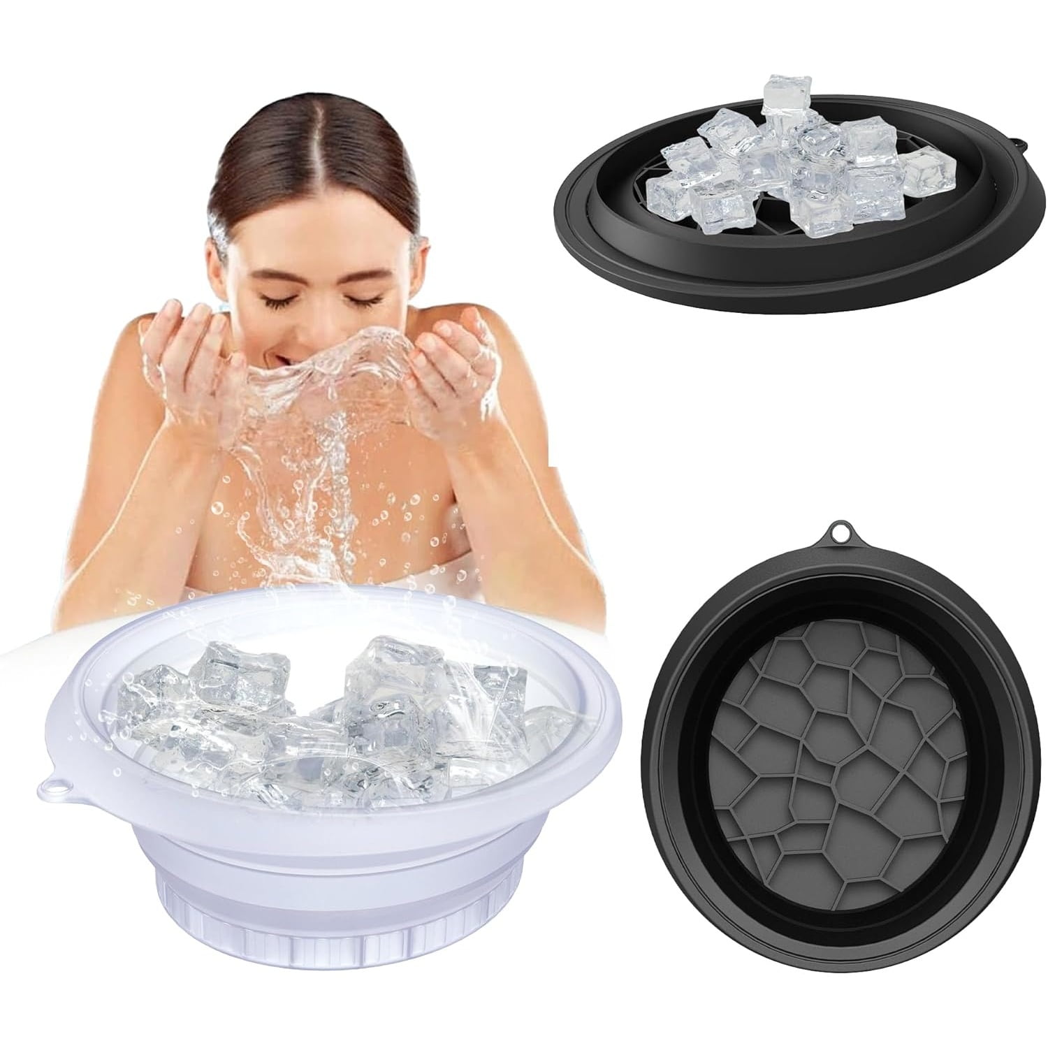Silicone Ice Facial Folding Washbasin with Built-In Icetray,Foldable ...