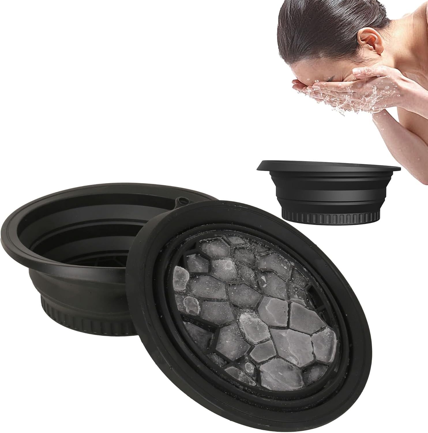 Silicone Ice Facial Folding Washbasin with Built-In Icetray,Foldable ...