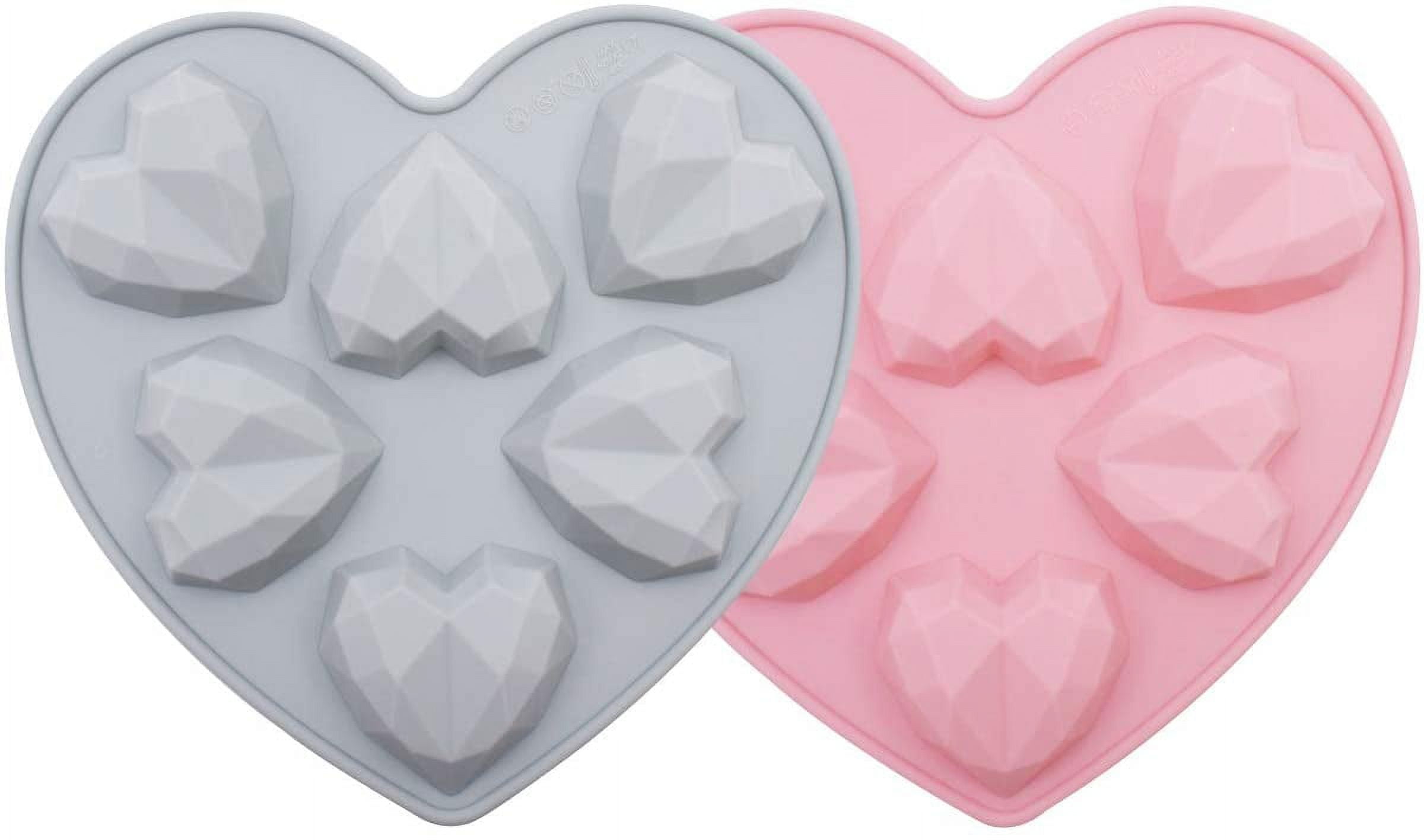 Silicone Ice Mold 3D Diamond Heart 6 Cavity Diamond Heart Shaped Love ...