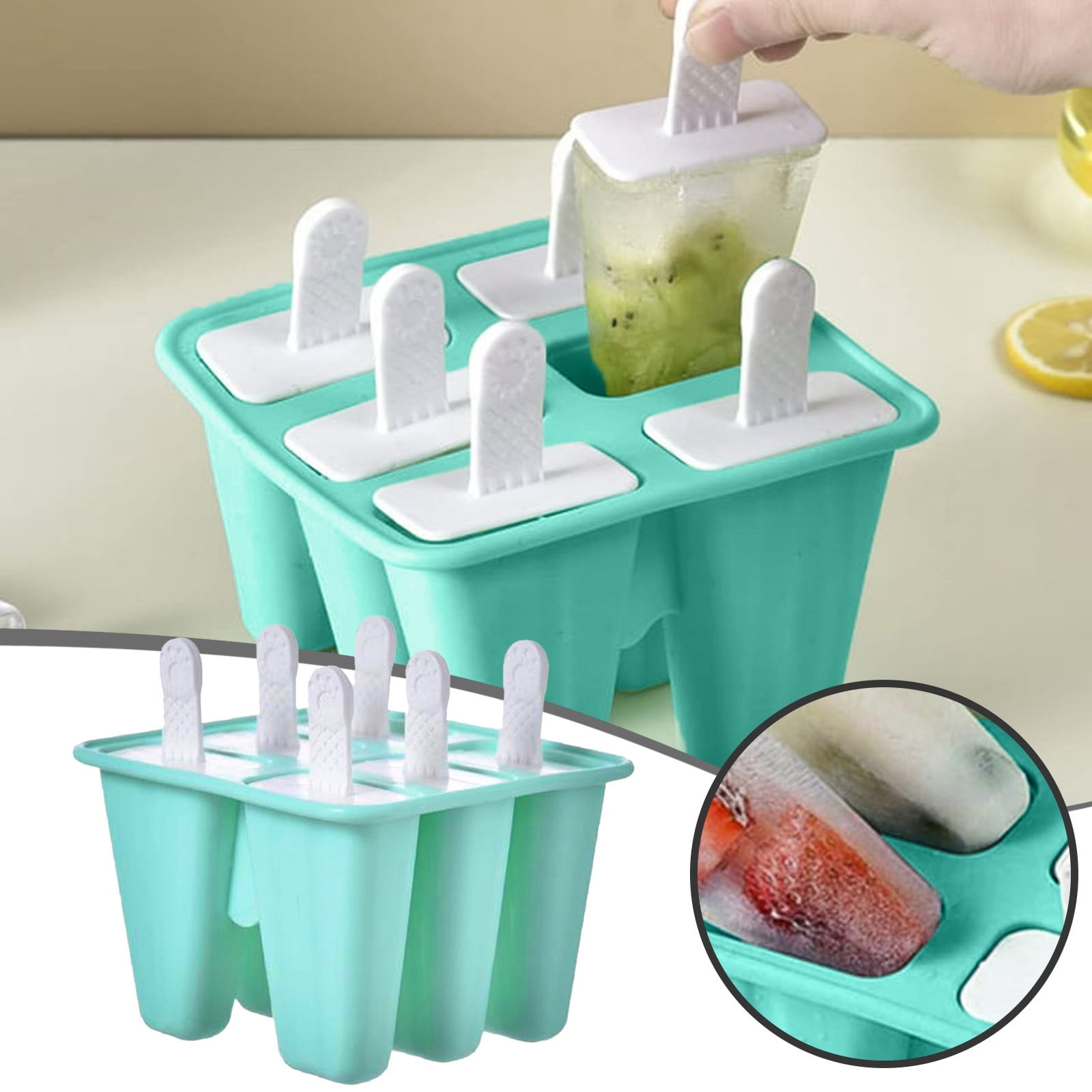 Silicone Ice Mold Homemade Molds,6-Cav,Non-BPA Silicone Ice Pop Maker ...