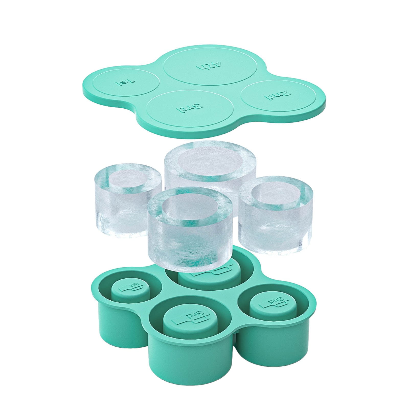Silicone Ice Mold Trays, 4 Pcs Silicone Cylinder Ice Mold with Lid and ...
