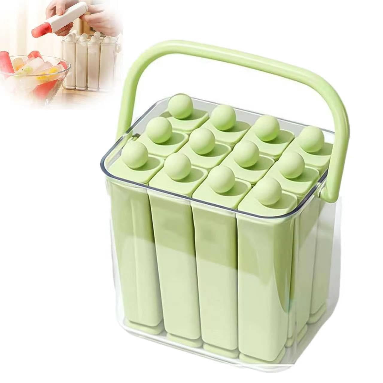 Silicone Ice Stick Tray with Storage Caddy - Rectangular Narrow Ice Pop ...