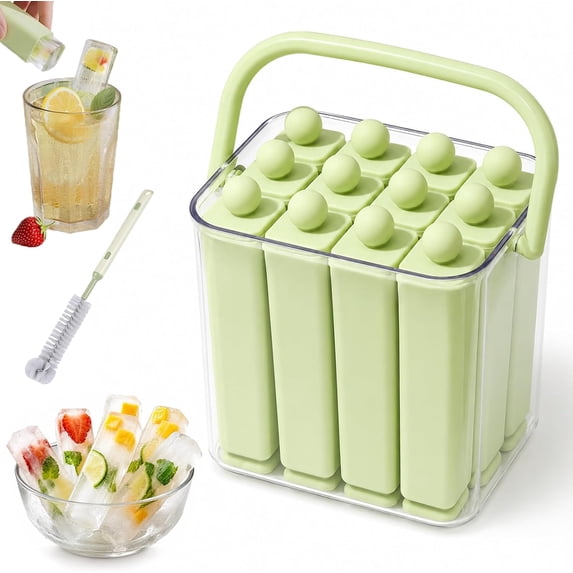 Silicone Ice Stick Tray with Storage Caddy,Twist Rectangular Narrow Ice ...