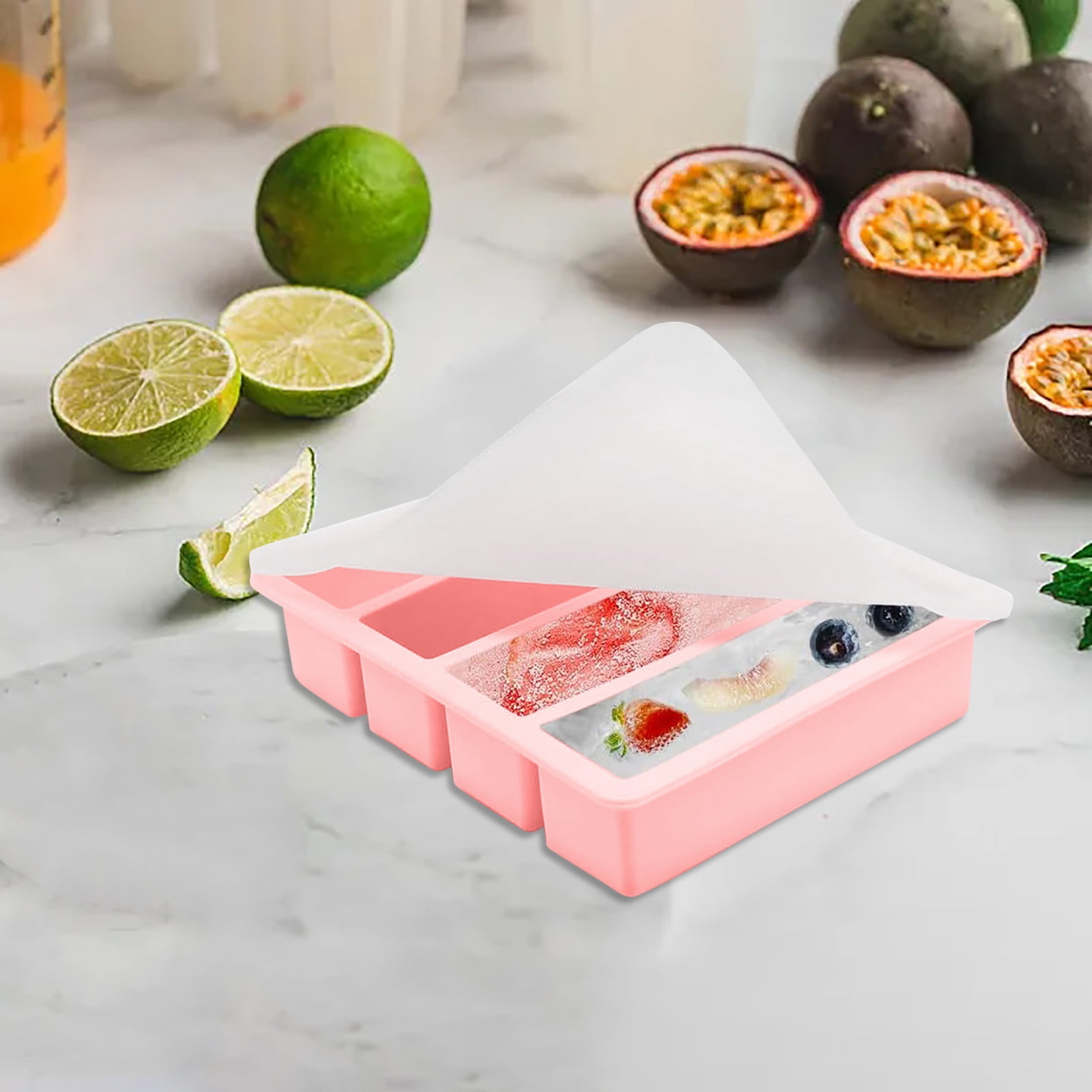 Silicone Ice Tray with Lid,Reusable Ice Maker for Juice Drinks Coffee ...