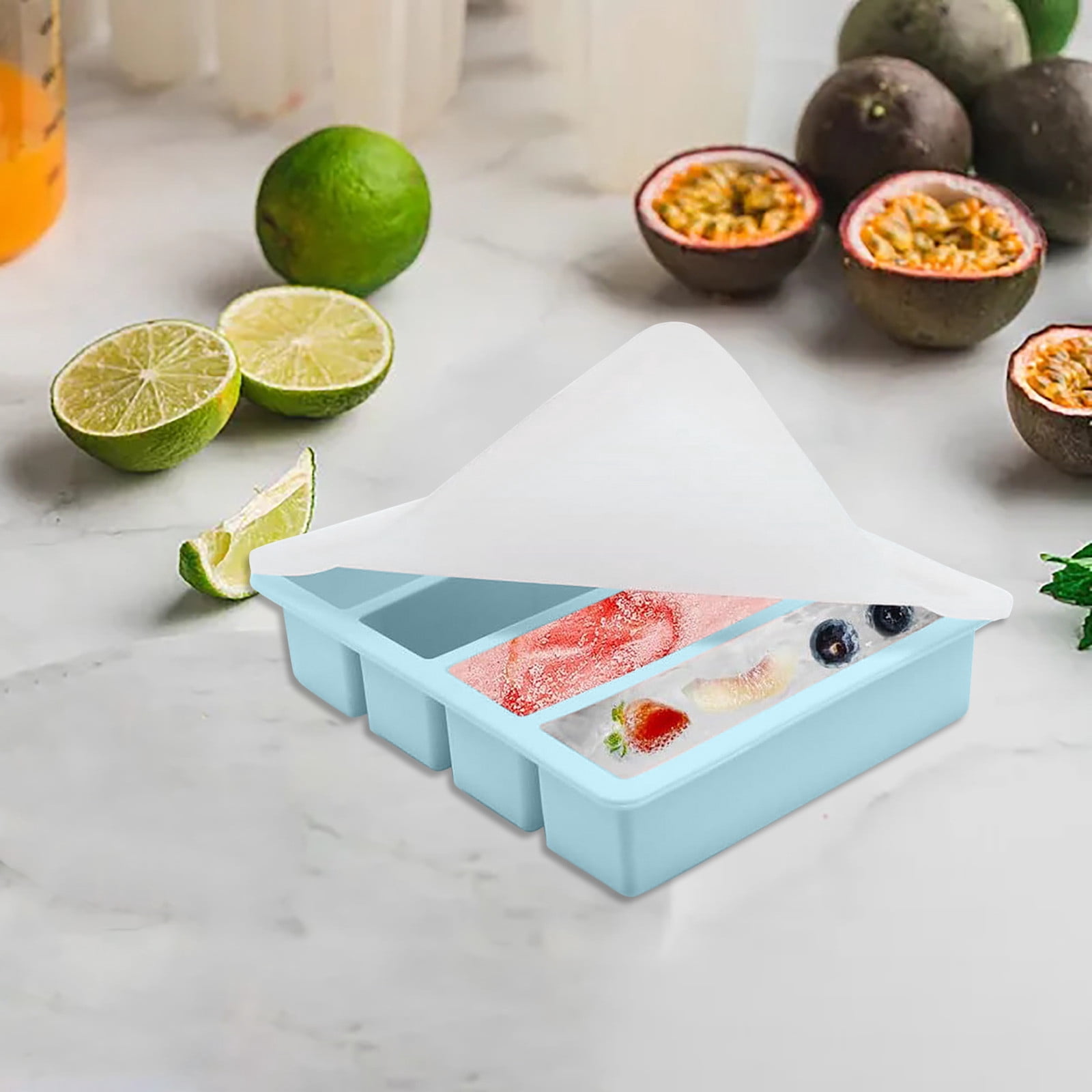 Silicone Ice Tray with Lid,Reusable Ice Maker for Juice Drinks Coffee ...