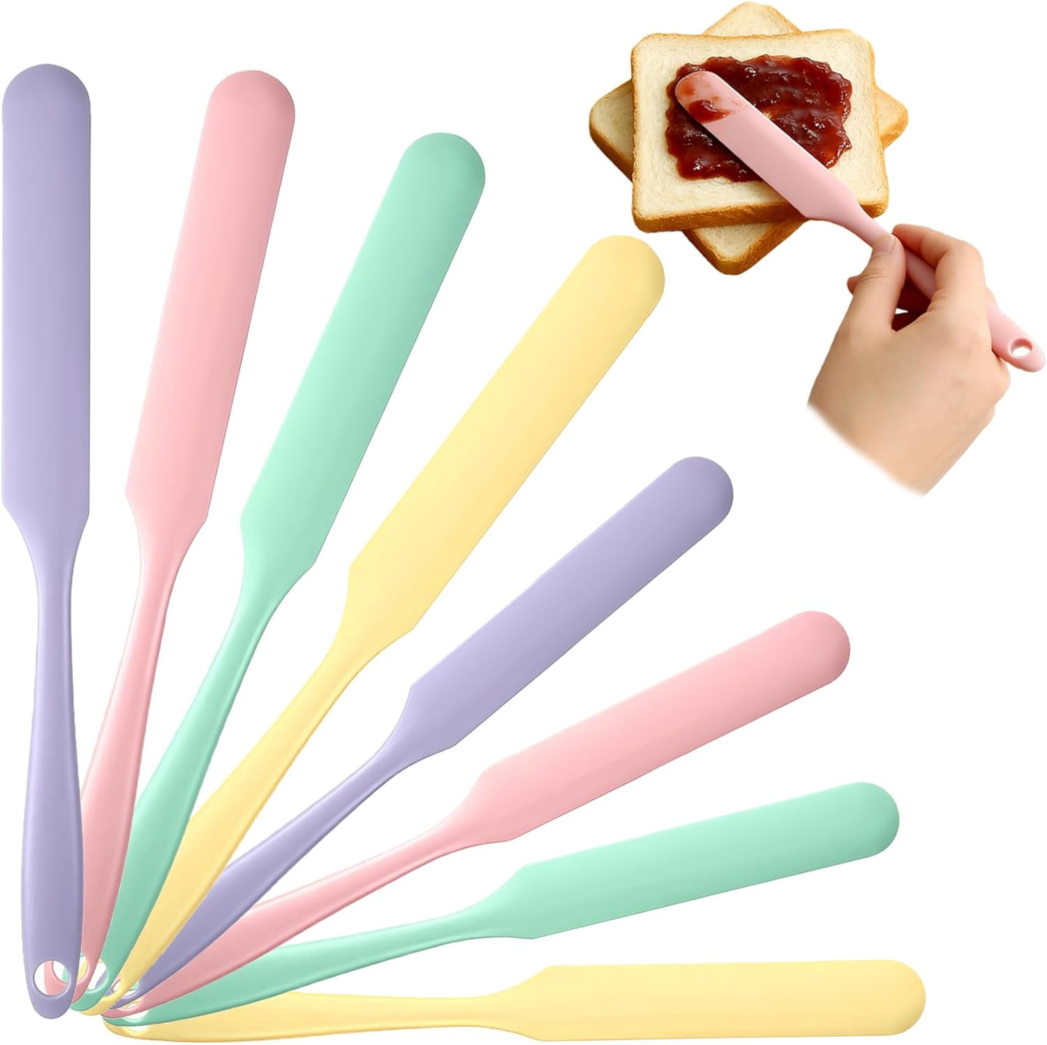 Silicone Jar Spatula - 8Pcs Long Handle Silicone Scraper With Mini ...