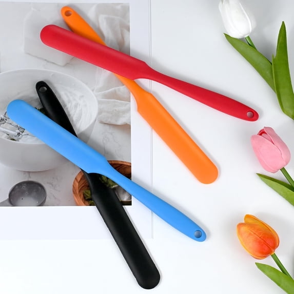 Silicone Jar Spatula Set - Long Handle Nonstick Tool for Peanut Butter ...