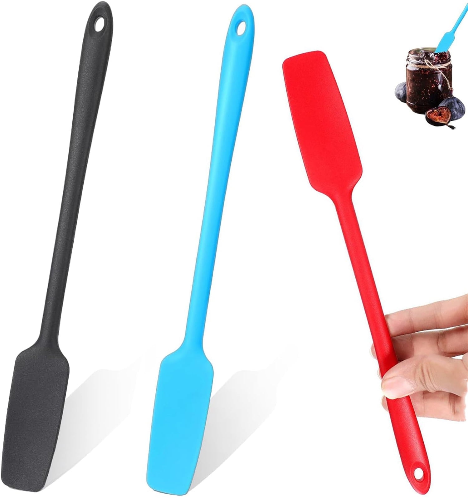 Silicone Jar Spatulas with Long Handle,Bexikou 3 Pack Jam Spreader ...