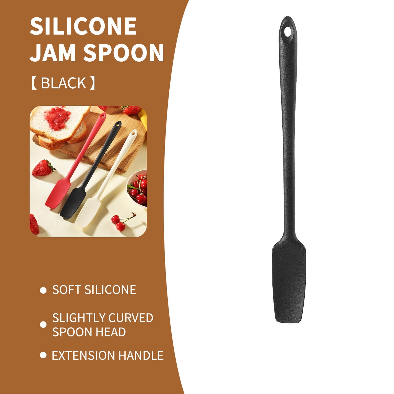 Silicone Jelly Spoon Scraper - Long Handle Cream Spreader, Cake ...