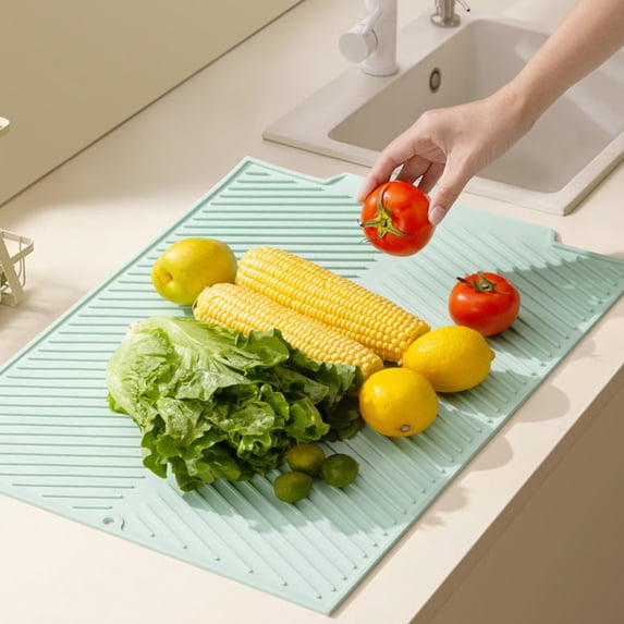 Silicone Kitchen Drain Mat Large Surface Countertop Drying Mat Heat ...