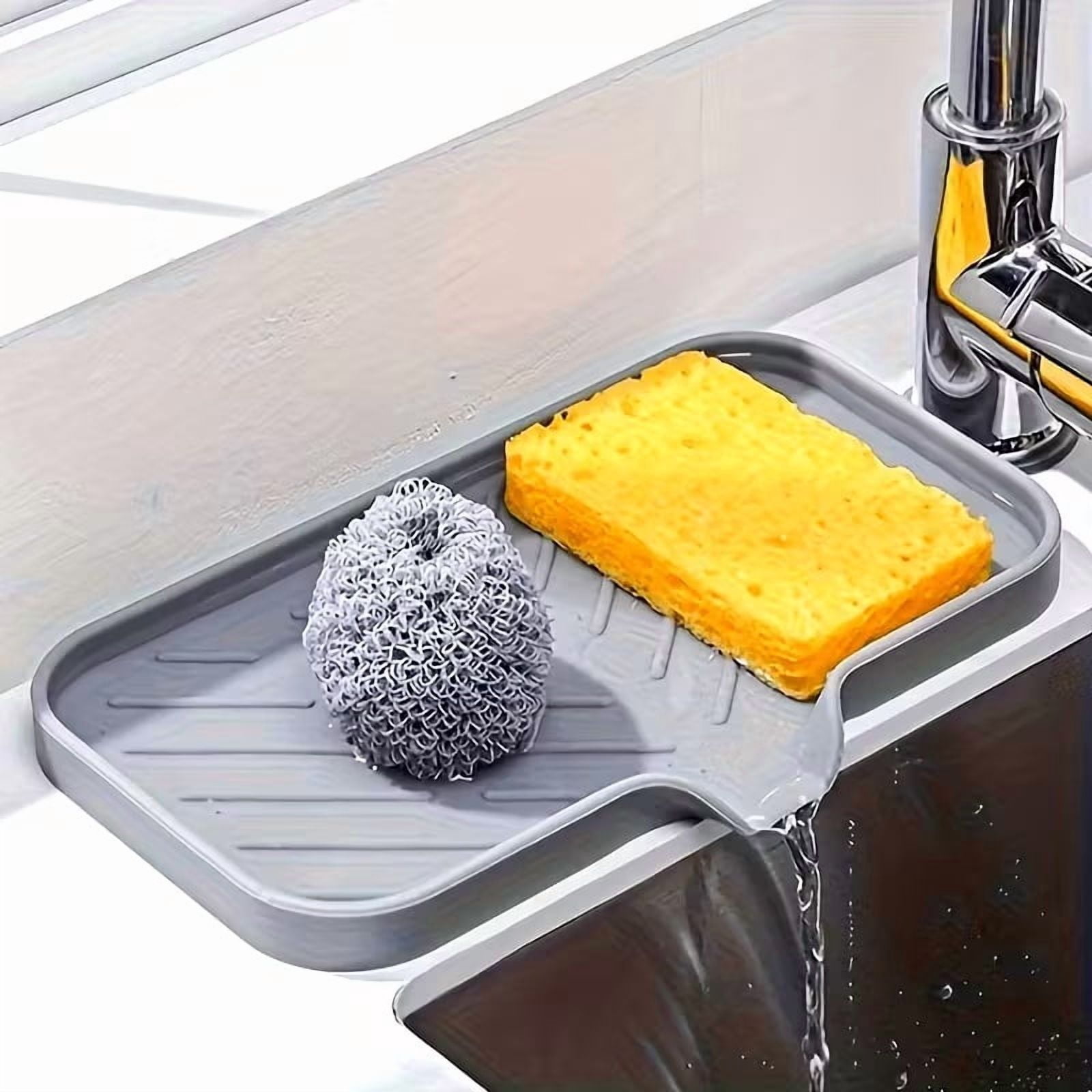 Silicone Kitchen Sink Organizer Tray - Non-Food Contact Soap and Sponge ...