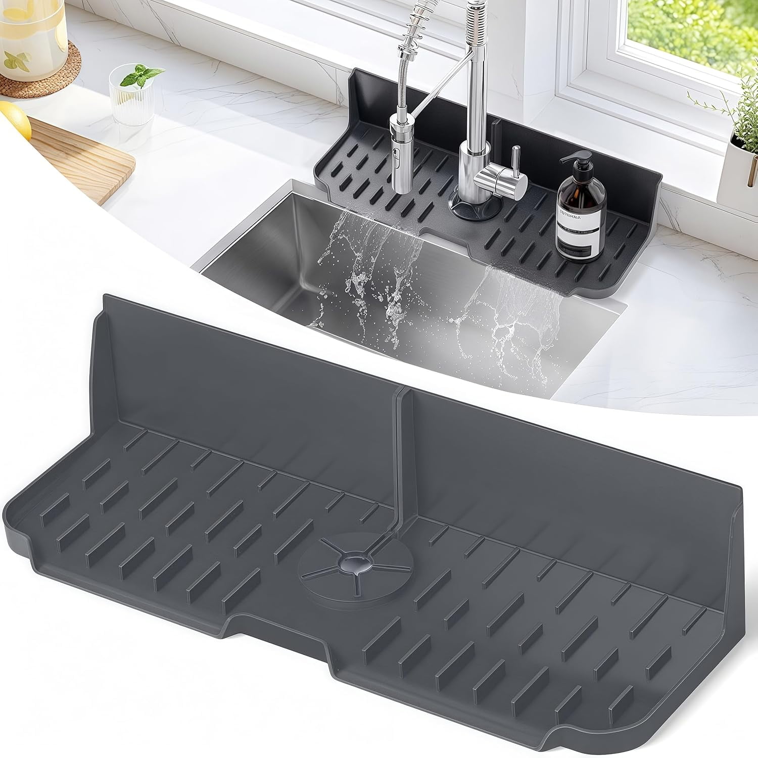 Silicone Kitchen Sink auto Drain Organizer, Kitchen countertop and Sink ...