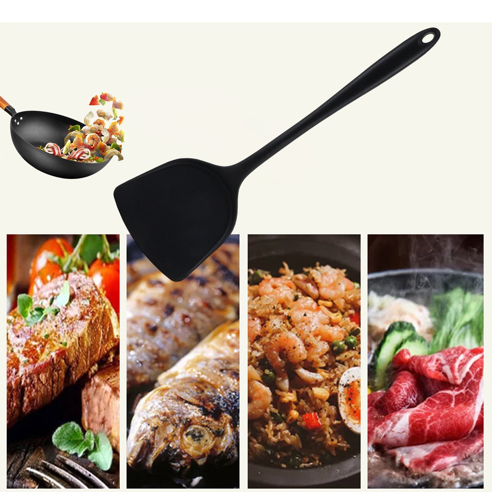Silicone Kitchen Spatula, High-Temperature Resistant Non-Stick Cooking ...