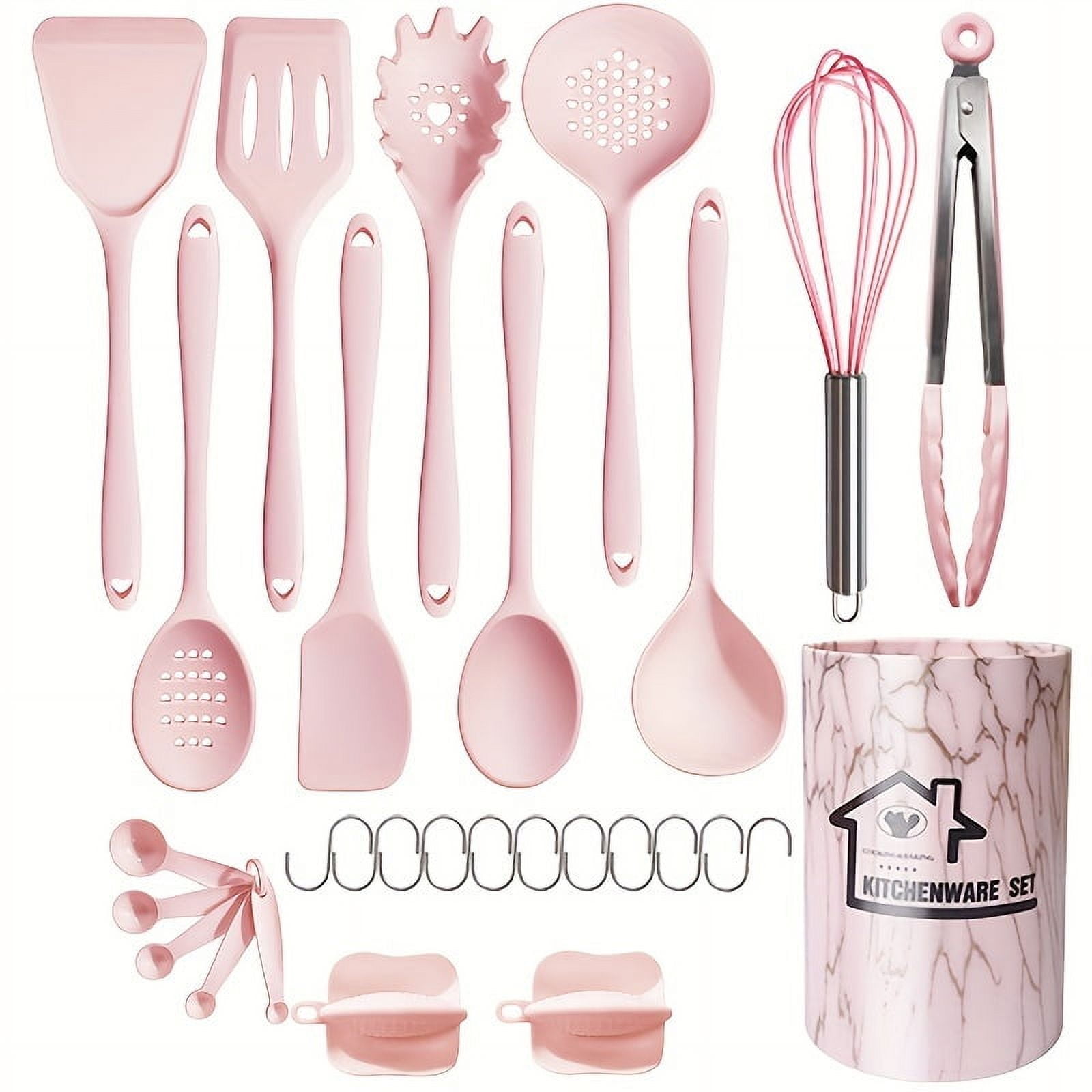 Silicone Kitchen Utensil Set 28-Piece - Non-Stick Heat Resistant ...
