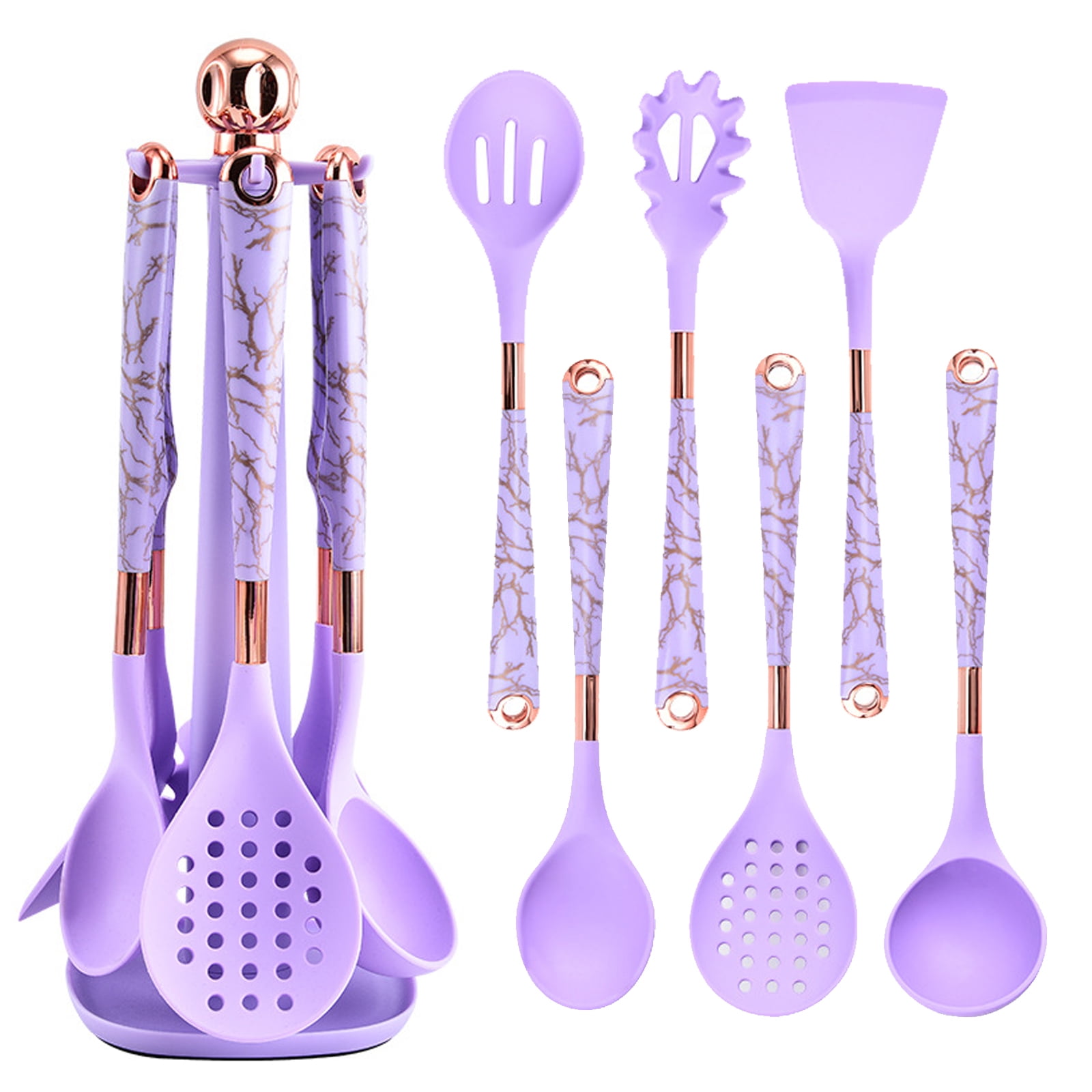 Kitchen Utensil Set, 7 Pieces Silicone Spatula Set for Nonstick ...