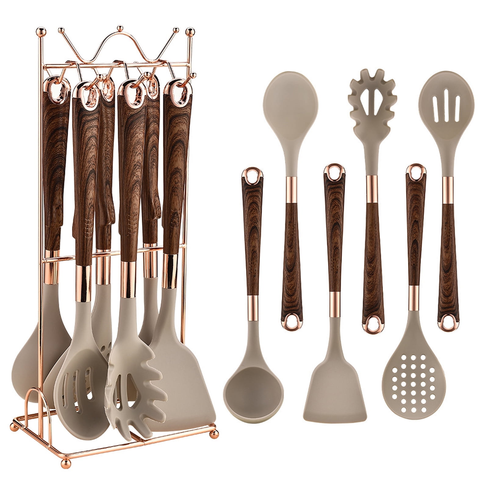 Silicone Kitchen Utensil Set, 7 Pieces Nonstick Cooking Utensil Set ...