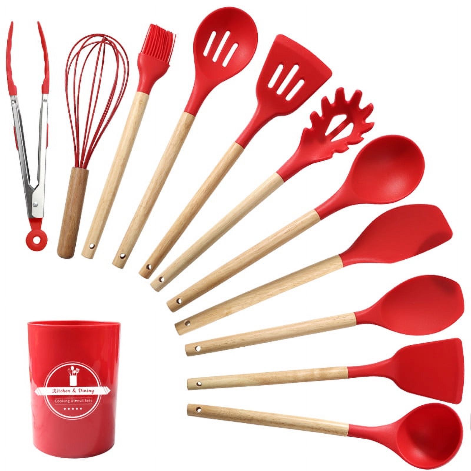 Cccanaooolceie Silicone Kitchen Utensils, 12 Piece Non-Stick Heat ...