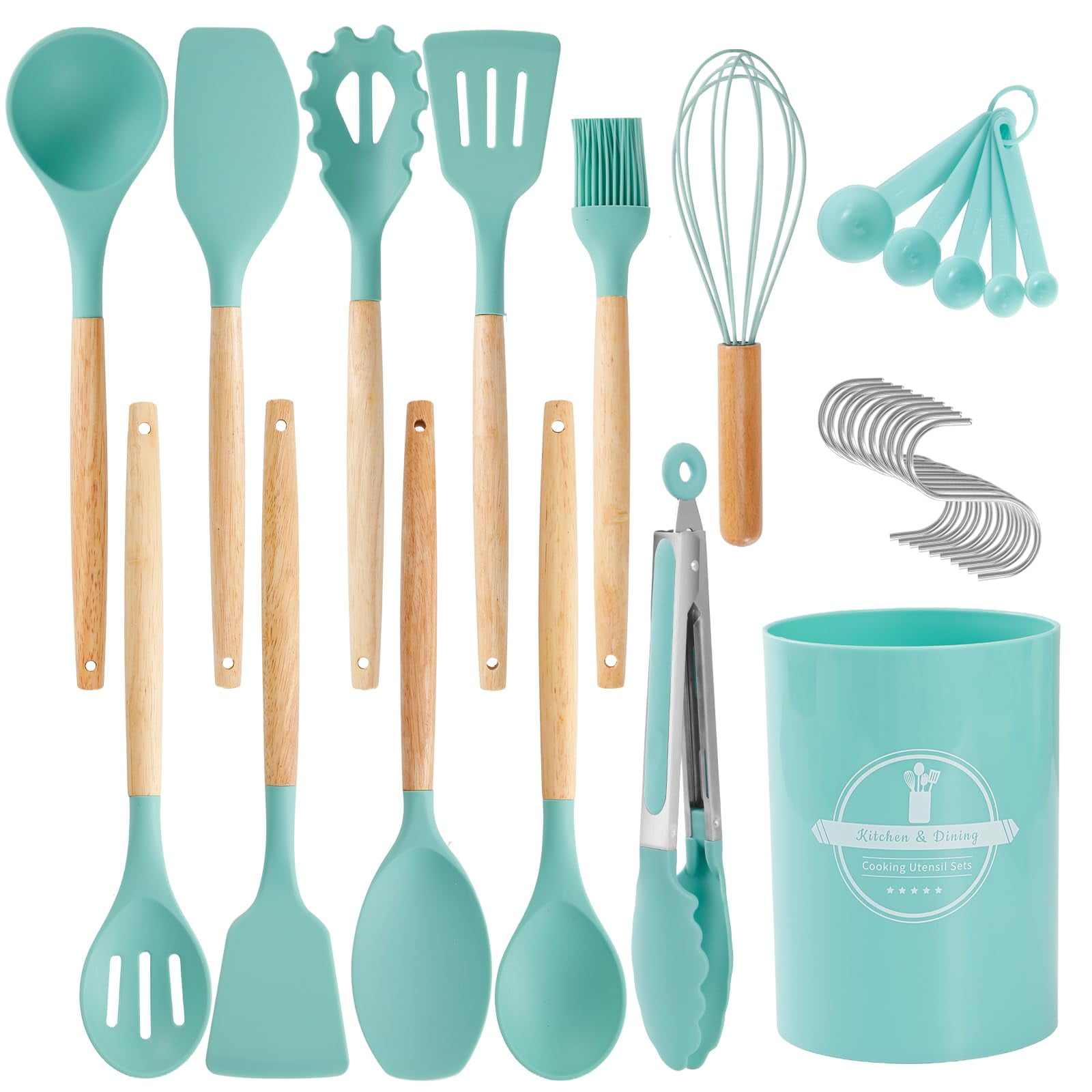 Silicone Kitchen Utensils Set, 27 Pcs Cooking Utensils Set, Kitchen ...