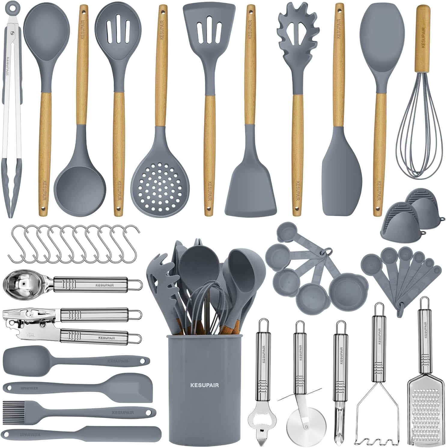Silicone Kitchen Utensils Set, 46 pcs Cooking Utensils Set-Silicone ...
