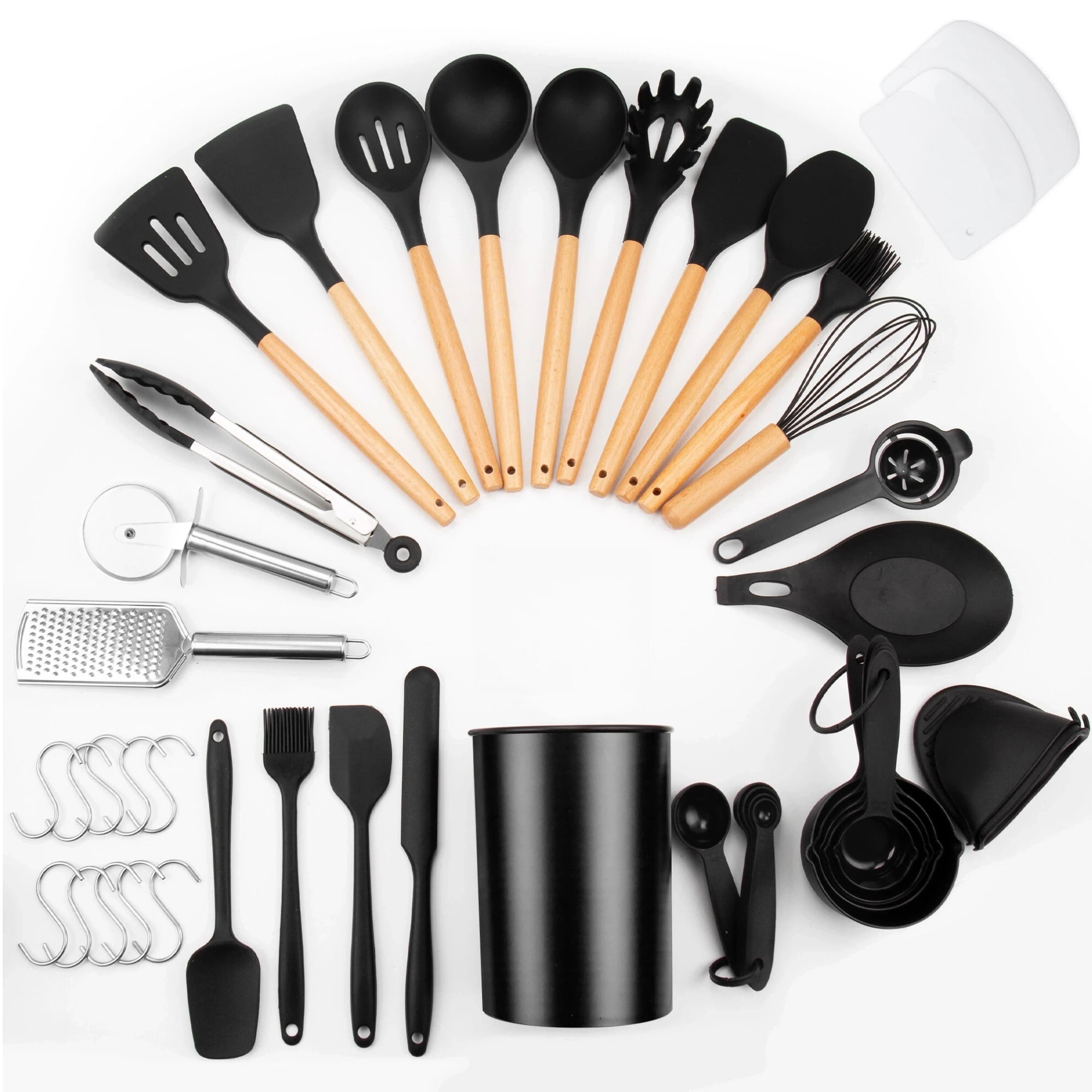Silicone Kitchenware Set, 43-Piece Non-Stick Cooking Utensils Kitchen ...