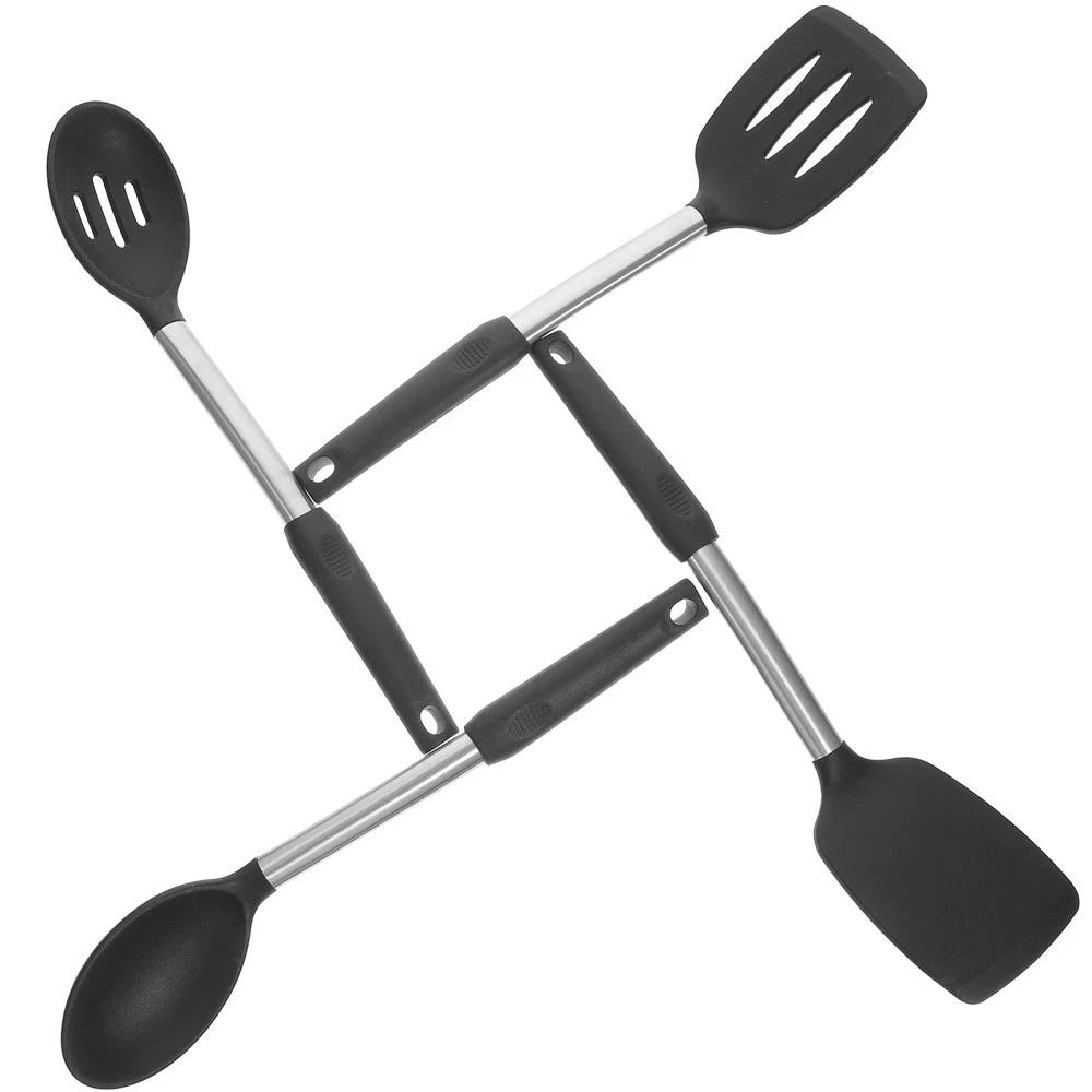 Silicone Kitchenware Set Black Utensil Non Scratch Cooking Utensils ...