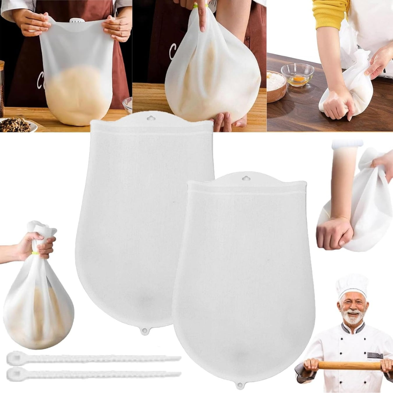 Silicone Kneading Dough Bag, Reusable Dough Needing Bag, Food-Grade ...