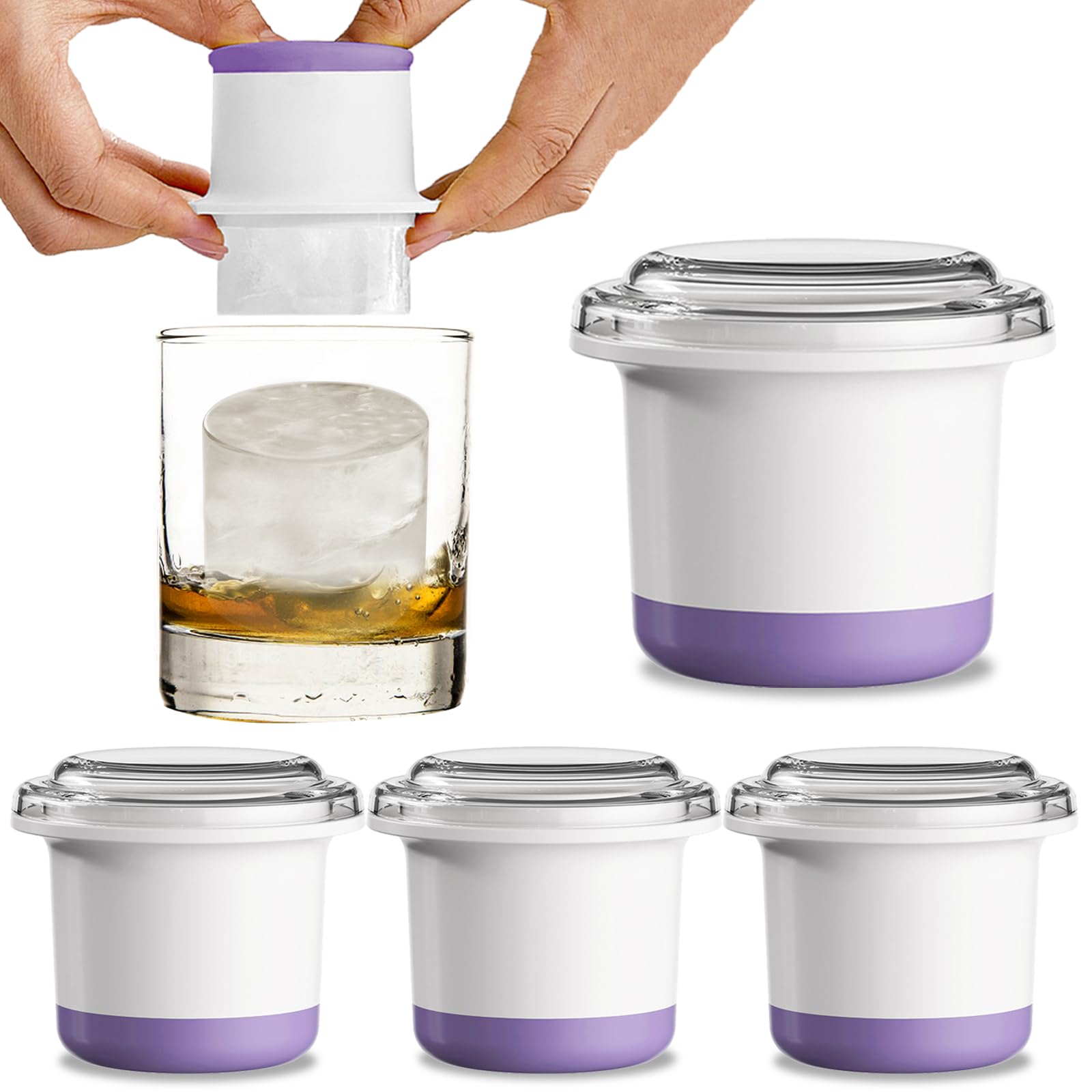 Silicone Large Ice Molds for Whiskey - Cylinder Ice Molds Set of 4 Big ...