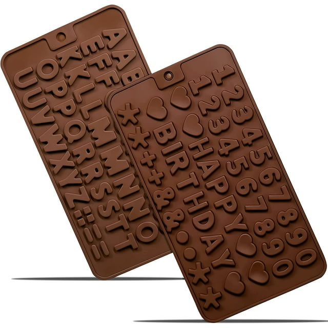 Silicone Letter and Number Chocolate Molds, 2 Pack Alphabets & Numbers ...