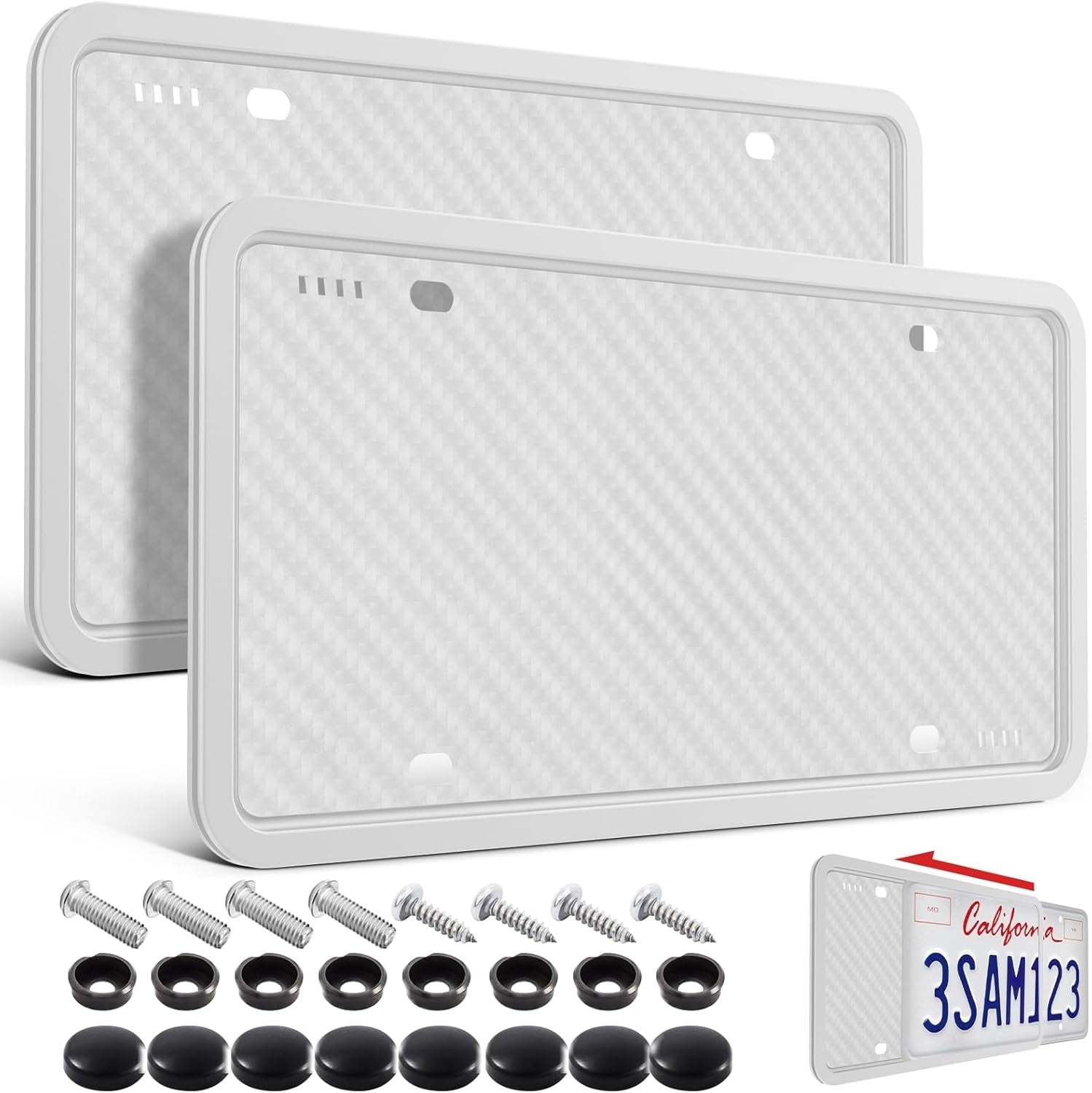 Silicone License Plate Frames,2 Pack Black Side-Opening License Bracket ...