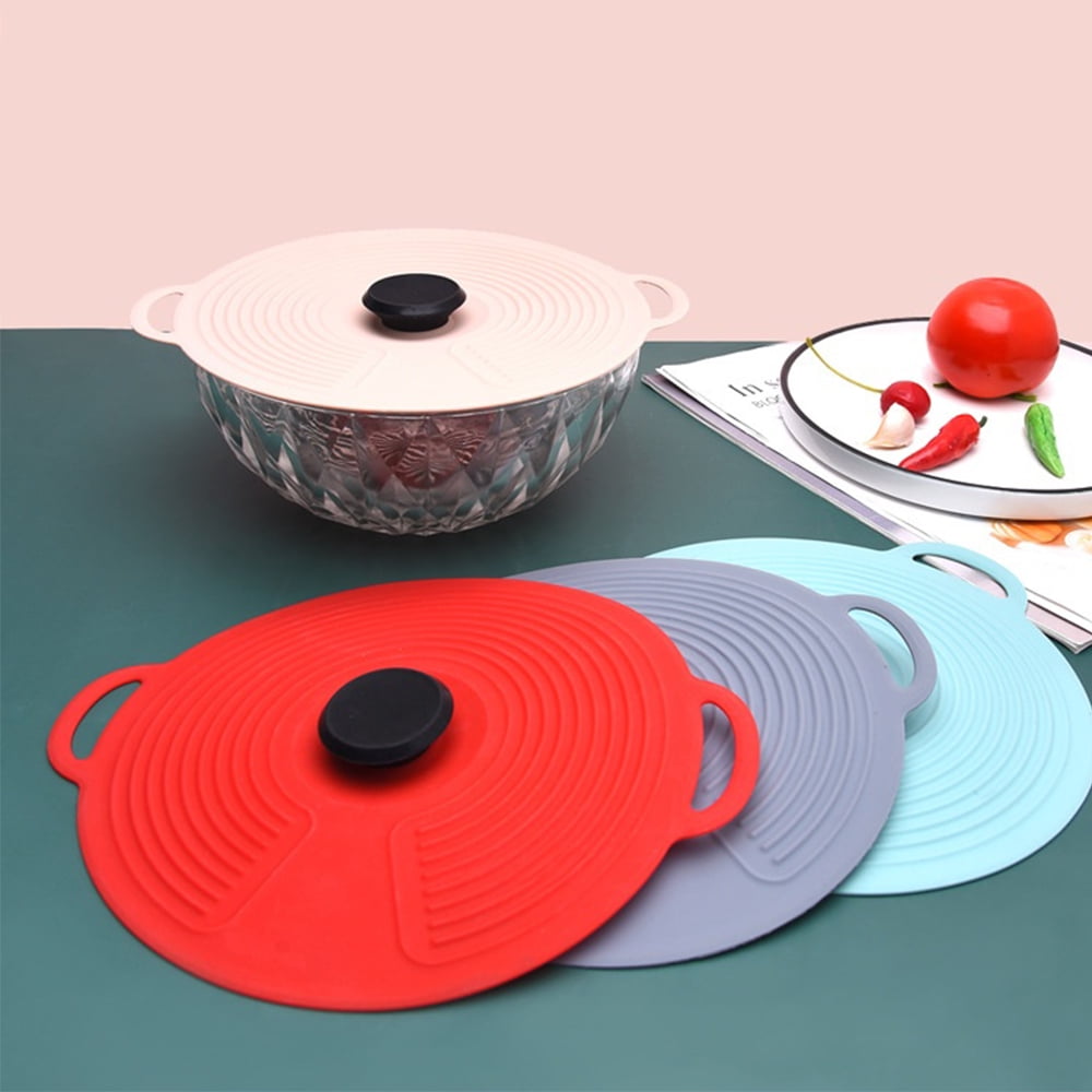 Silicone Lids, Set of 3 Reusable Silicone Suction Bowl Lids Microwave ...